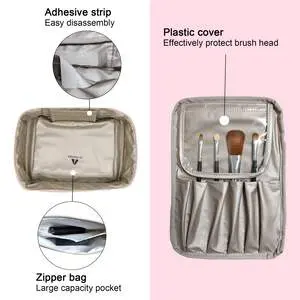 SEYMAYKA Large Makeup Bag Set Kabuki Brush & Makeup Sponge