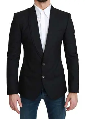 Dolce & Gabbana Single Breasted Formal Wool Blazer - Black