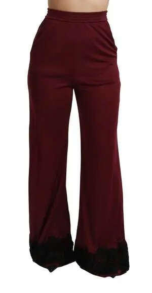 Dolce & Gabbana High Waist Wide Leg Pants With Lace Detailing