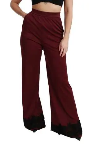 Dolce & Gabbana High Waist Wide Leg Pants With Lace Detailing