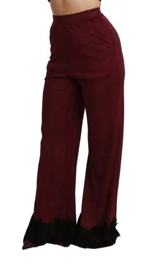 Dolce & Gabbana High Waist Wide Leg Pants With Lace Detailing