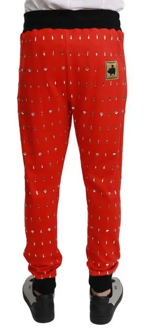 Dolce & Gabbana Piggy Bank Cotton Crystal Trousers Pants