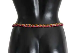 Dolce & Gabbana Braided Leather Belt With Crystal Detail