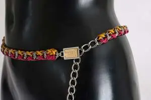 Dolce & Gabbana Braided Leather Belt With Crystal Detail