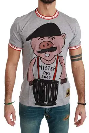 Dolce & Gabbana Cotton Top 2019 Year Of The Pig T-shirt - Gray