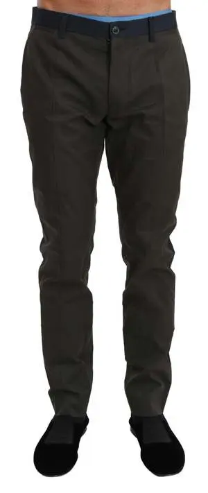 Dolce & Gabbana Striped Cotton Trousers - Gray