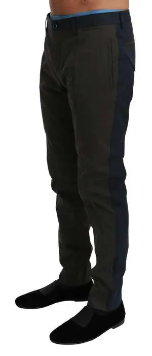 Dolce & Gabbana Striped Cotton Trousers - Gray