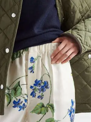 Prada Floral Twill Trousers - Talco