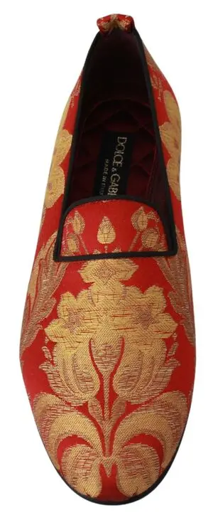 Dolce & Gabbana Gold Brocade Loafers Slides