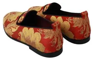 Dolce & Gabbana Gold Brocade Loafers Slides