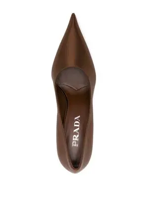 Prada Pointed-toe Satin Pumps - Tabacco