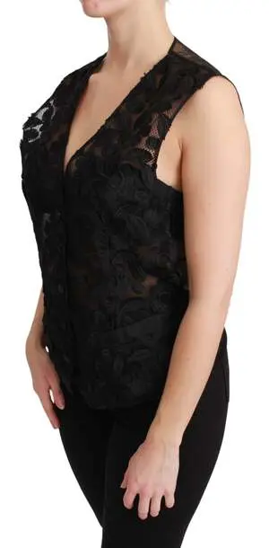 Dolce & Gabbana Floral Brocade Sleeveless Vest - Black