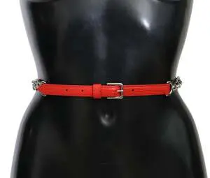 Dolce & Gabbana Floral Leather Waist Belt - Red