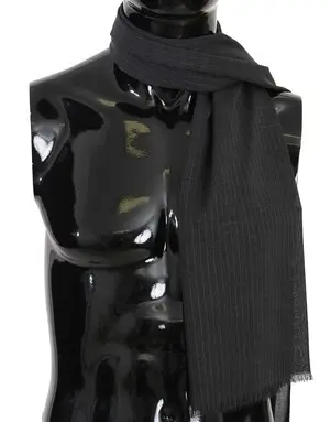 Dolce & Gabbana 100% Wool Striped Pattern Wrap Scarf - Gray
