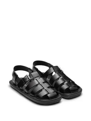 Prada Interwoven Straps Flat Sandals - Nero