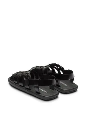 Prada Interwoven Straps Flat Sandals - Nero