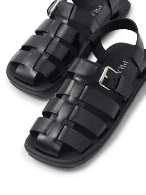 Prada Interwoven Straps Flat Sandals - Nero
