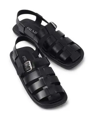 Prada Interwoven Straps Flat Sandals - Nero