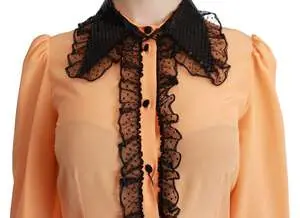 Dolce & Gabbana Silk Sequin Lace Blouse Shirt