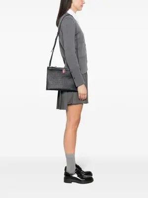 Thom Browne Logo-print Leather Cross Body Bag - Navy