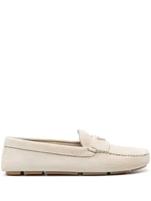 Prada Triangle-logo Suede Loafers - Bleu