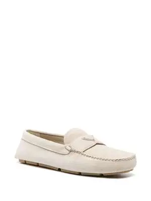 Prada Triangle-logo Suede Loafers - Bleu