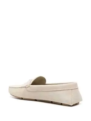 Prada Triangle-logo Suede Loafers - Bleu