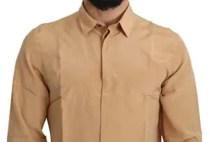 Dolce & Gabbana 100% Silk Gold Top Slim Shirt