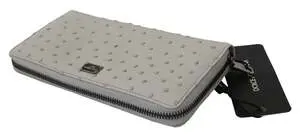 Dolce & Gabbana White Ostrich Leather Continental Clutch Wallet
