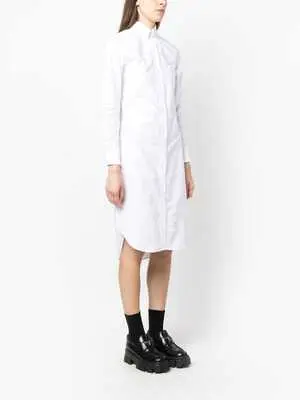 Thom Browne Logo-patch Cotton Shirtdress - White