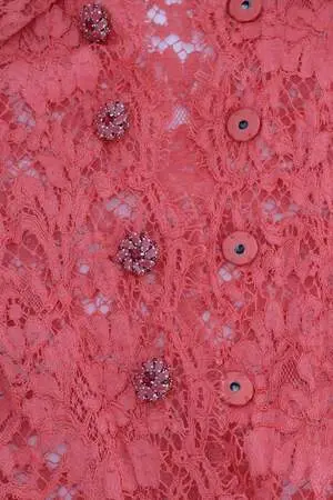 Dolce & Gabbana Floral Lace Crystal Button Blouse