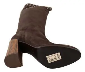 Dolce & Gabbana Suede Studded Knee High Boots