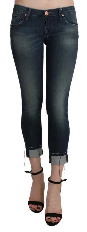 ACHT Low Waist Cropped Skinny Jeans - Blue
