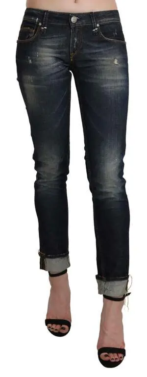 ACHT Washed Low Waist Skinny Cropped Denim Pants