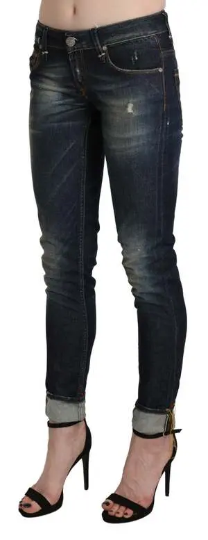 ACHT Washed Low Waist Skinny Cropped Denim Pants