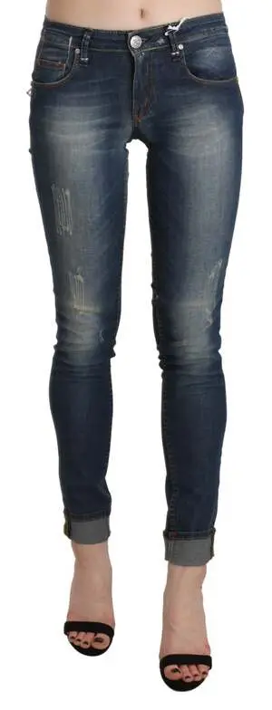 ACHT Washed Low Rise Skinny Cropped Denim Trousers