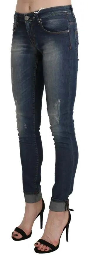 ACHT Washed Low Rise Skinny Cropped Denim Trousers