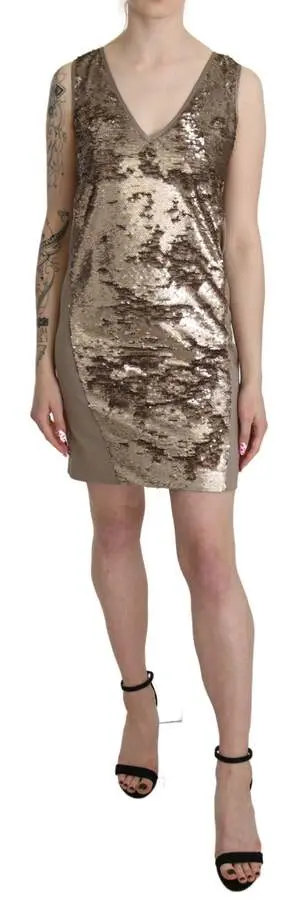 Liu Jo V-neck Sleeveless Sequined Sheath Mini Dress
