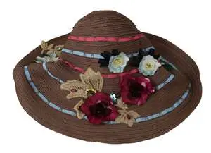 Dolce & Gabbana Floral Wide Brim Straw Hat