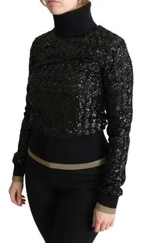 Dolce & Gabbana Sequined Knitted Turtleneck Pullover