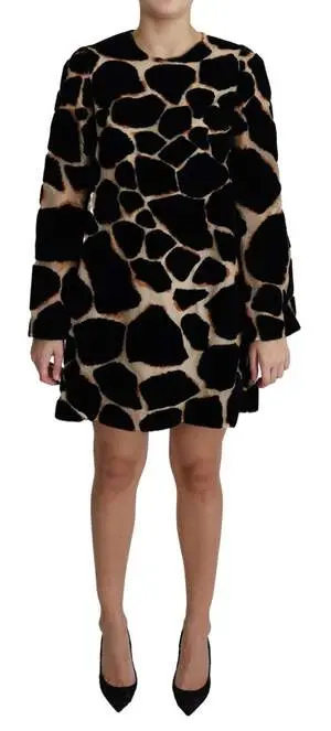 Dolce & Gabbana Giraffe Print Mini Shift Dress - Black