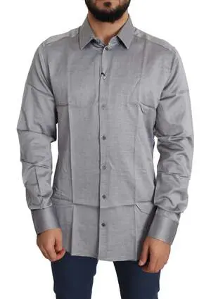 Dolce & Gabbana Cotton Formal Gold Dress Shirt - Gray