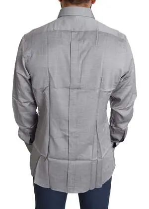 Dolce & Gabbana Cotton Formal Gold Dress Shirt - Gray