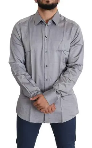 Dolce & Gabbana Cotton Formal Gold Dress Shirt - Gray