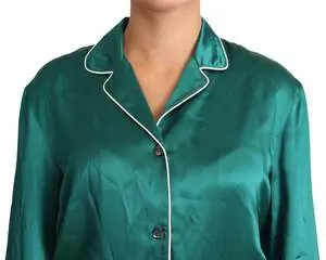 Dolce & Gabbana Pyjama Blouse Silk Lounge Sleepwear Top - Green