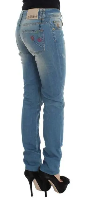John Galliano Wash Cotton Blend Slim Fit Jeans - Blue