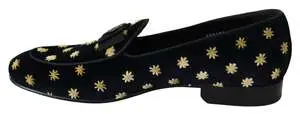 Dolce & Gabbana Velvet Crown Embellished Loafers