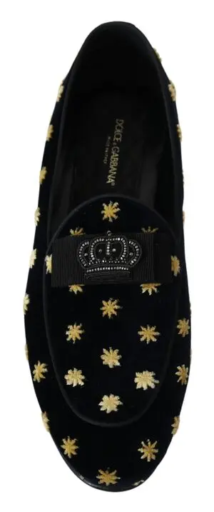 Dolce & Gabbana Velvet Crown Embellished Loafers