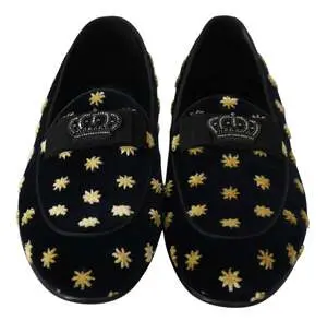 Dolce & Gabbana Velvet Crown Embellished Loafers