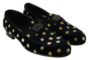 Dolce & Gabbana Velvet Crown Embellished Loafers